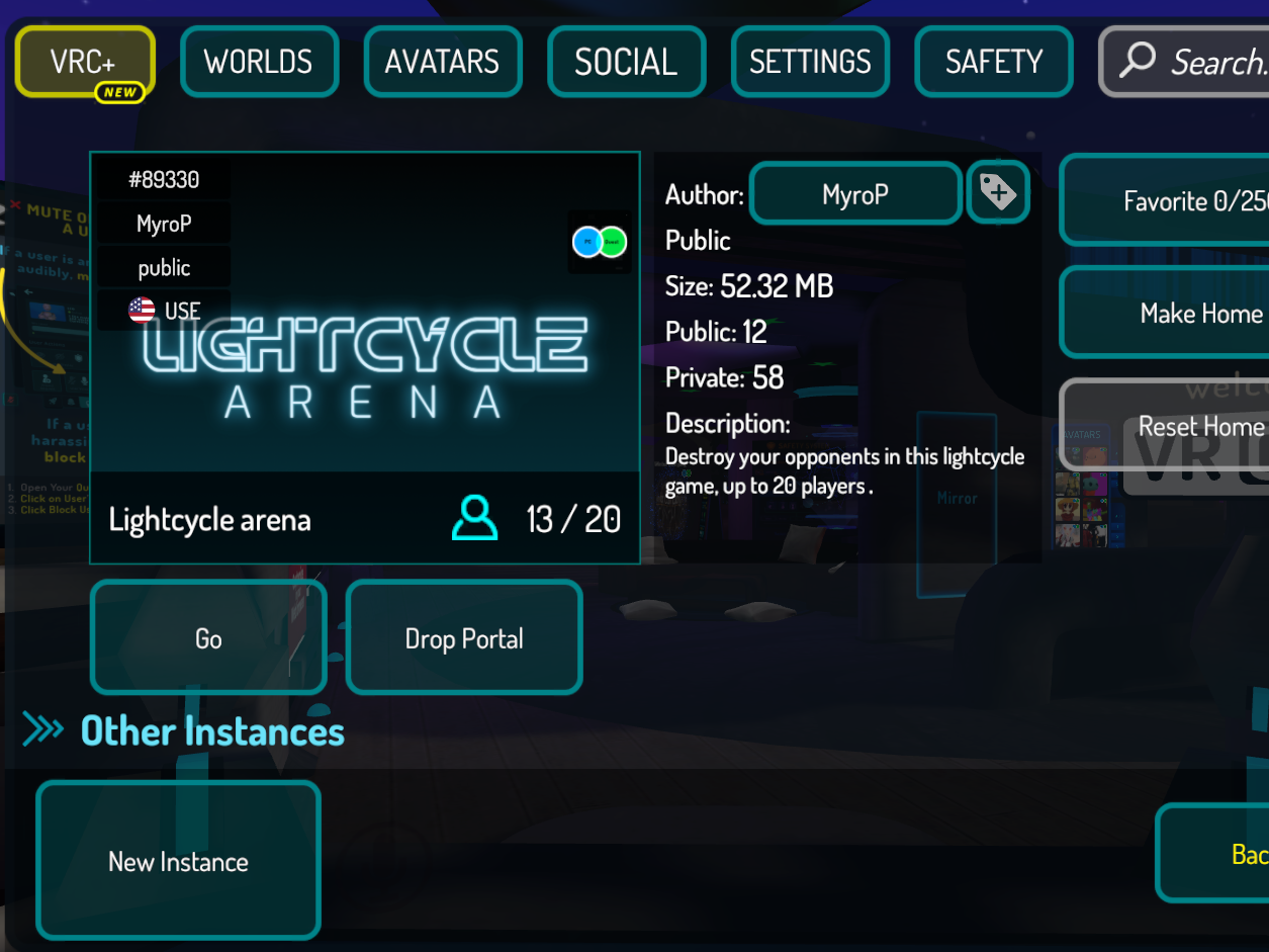 VRChat Lightcycle arena ライトサイクルアリーナ | かじのは（Kajinoha）